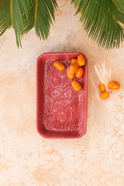 Plateau de service rectangle Empreinte aubergine gold – Chabi Chic